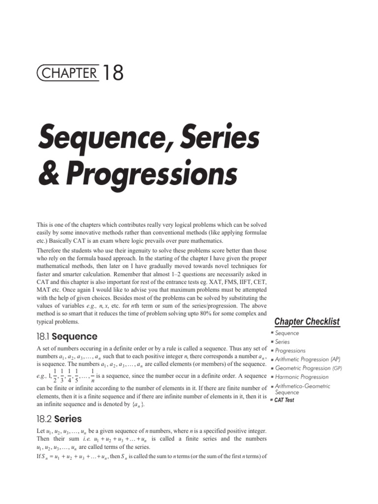 Sequence, Series & Progressions | Download Free PDF | Summation ... Sequence, Series & Progressions | Download Free PDF | Summation ...