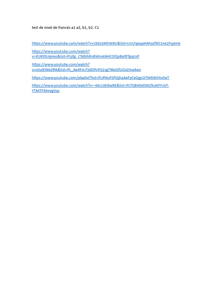 Test De Nivel De Francés A1 A2 Pdf