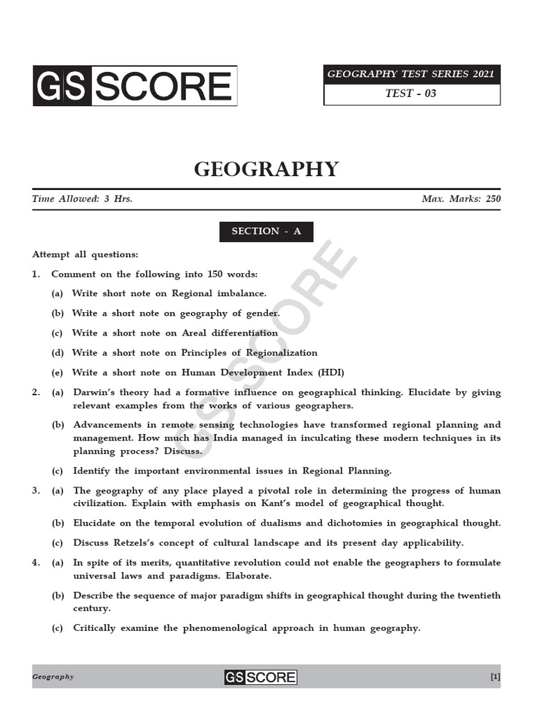 Gs Score Gs Score Gs Score Gs Score Gs Score: Geography | PDF | Human ...