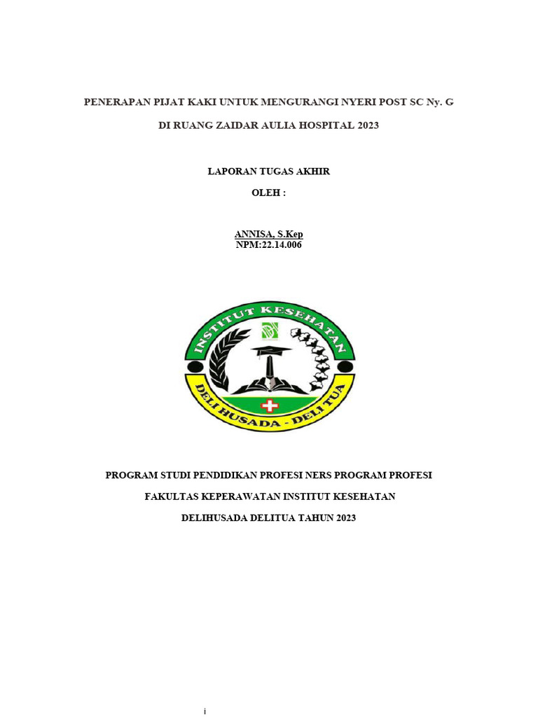 Pijat Kaki Reduksi Nyeri Post SC 2023 | PDF