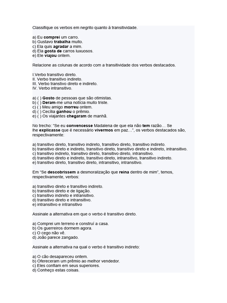Transitividade Verbal Pdf