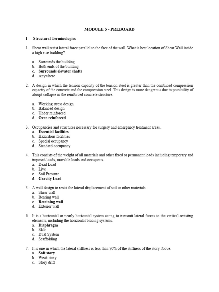 Answer Key Structural Preboard | PDF | Concrete | Prestressed Concrete
