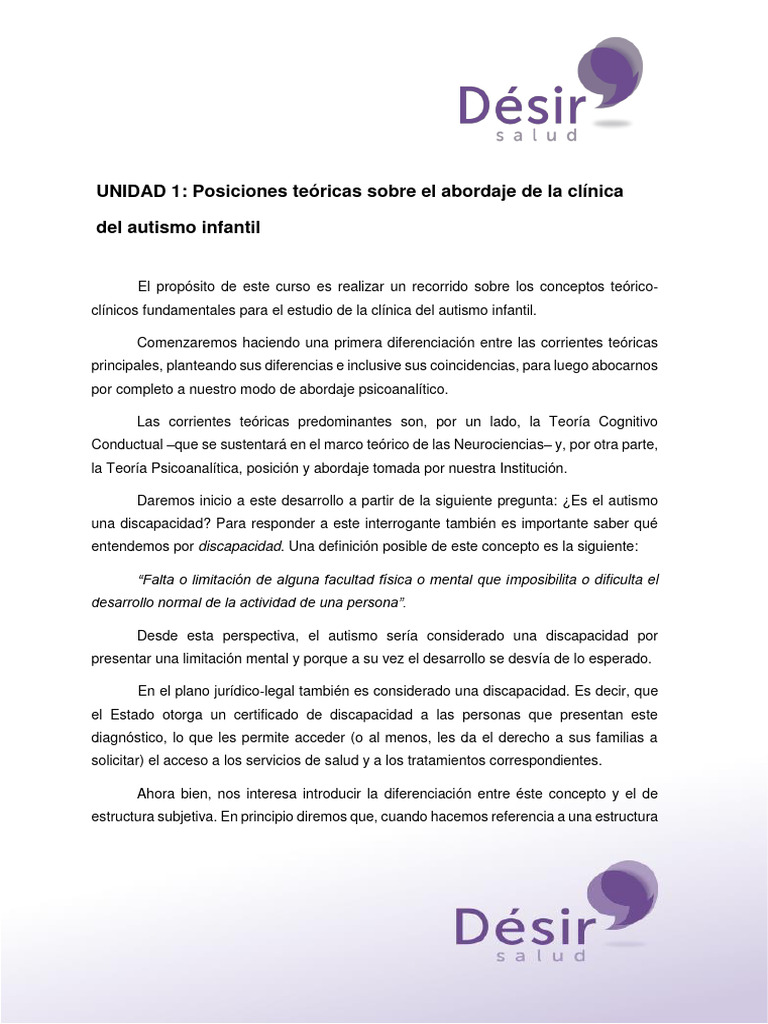 Abordajes teóricos del autismo infantil | PDF | Espectro autista ...