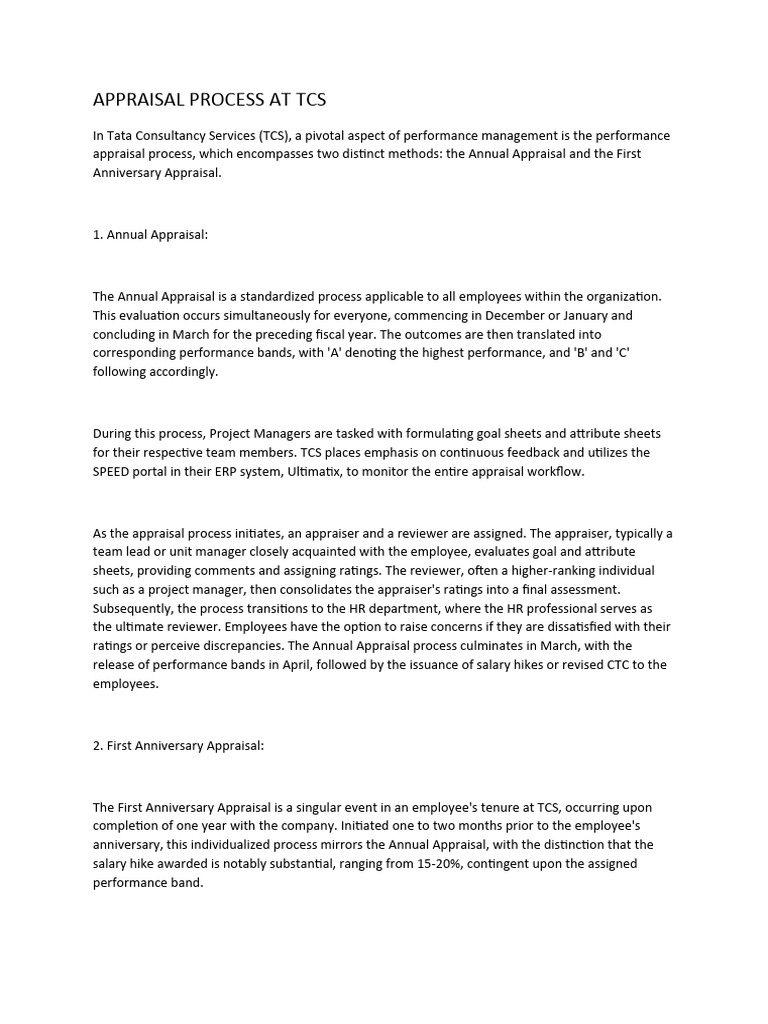 Appraisal Process at Tcs | PDF