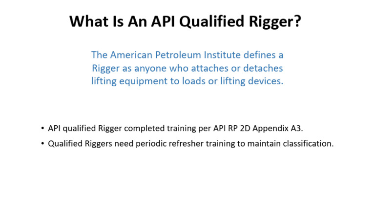 What Is An API Qualified Rigger | PDF