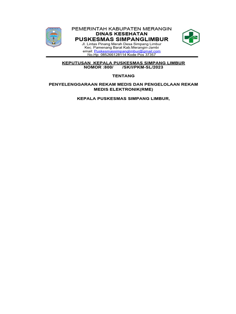 SK Penyelenggaraan Rme | PDF | Kesehatan Holistik | Sains & Matematika