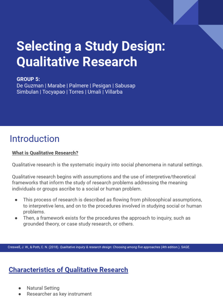 GROUP4 - Selecting A Study Design - Qualitative Research | PDF ...