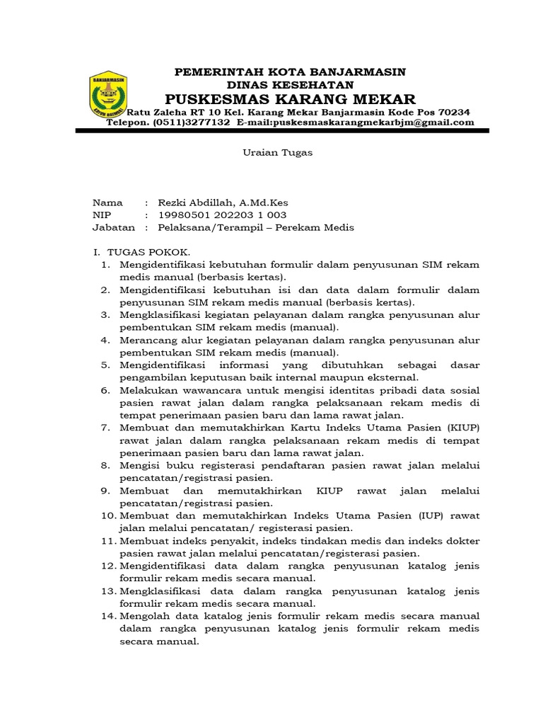 Format Uraian Tugas 2023 | PDF