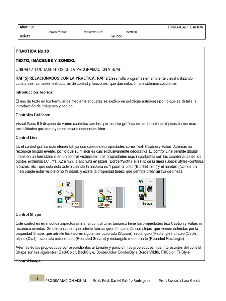 Práctica Visual Basic: Texto e Imágenes | PDF | Archivo de computadora | Básico