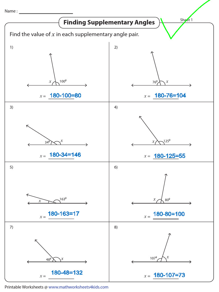 Find Supplementary Angles 1 | PDF | Teaching Methods & Materials