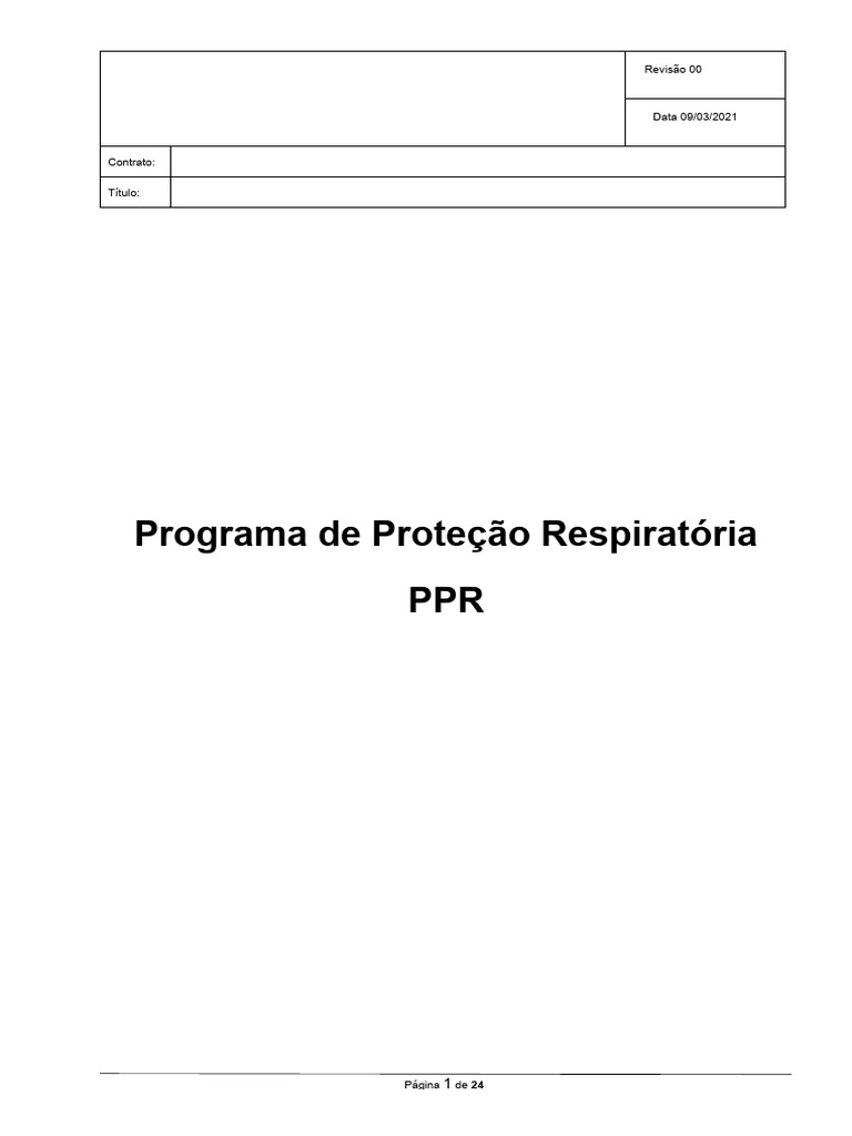 PPR - Programa de Proteção Respiratoria | PDF | Rosto | Respiração