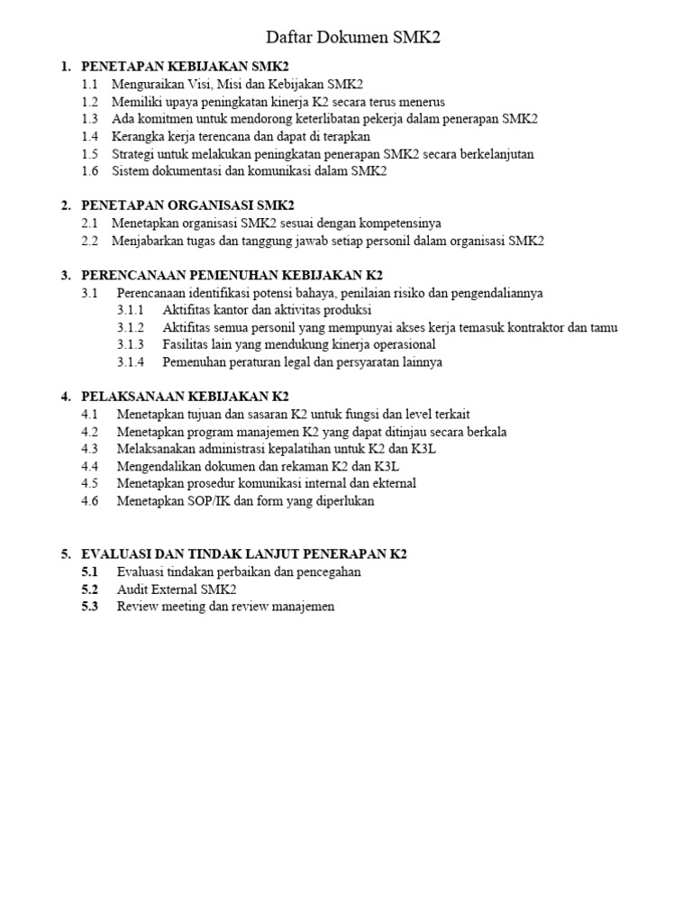 Daftar Dokumen SMK2 | PDF