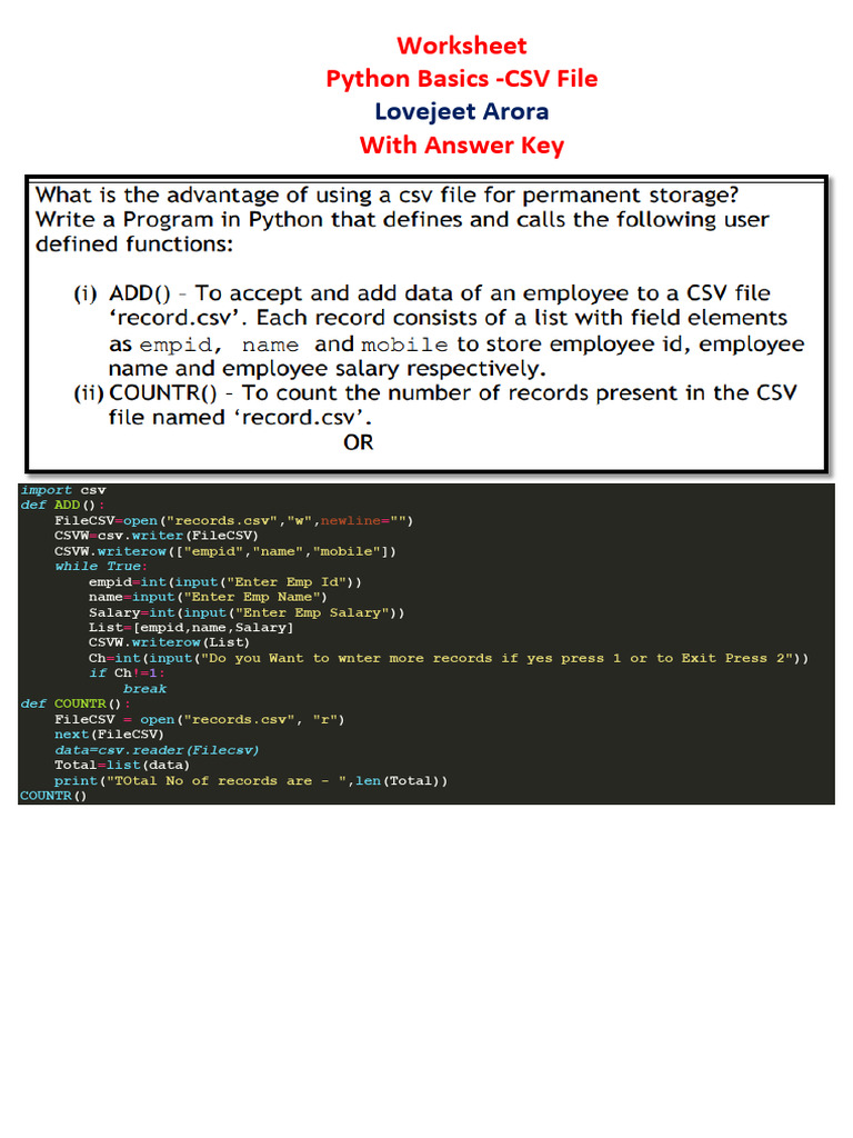 21 - Python - CSV Program | PDF 21 - Python - CSV Program | PDF