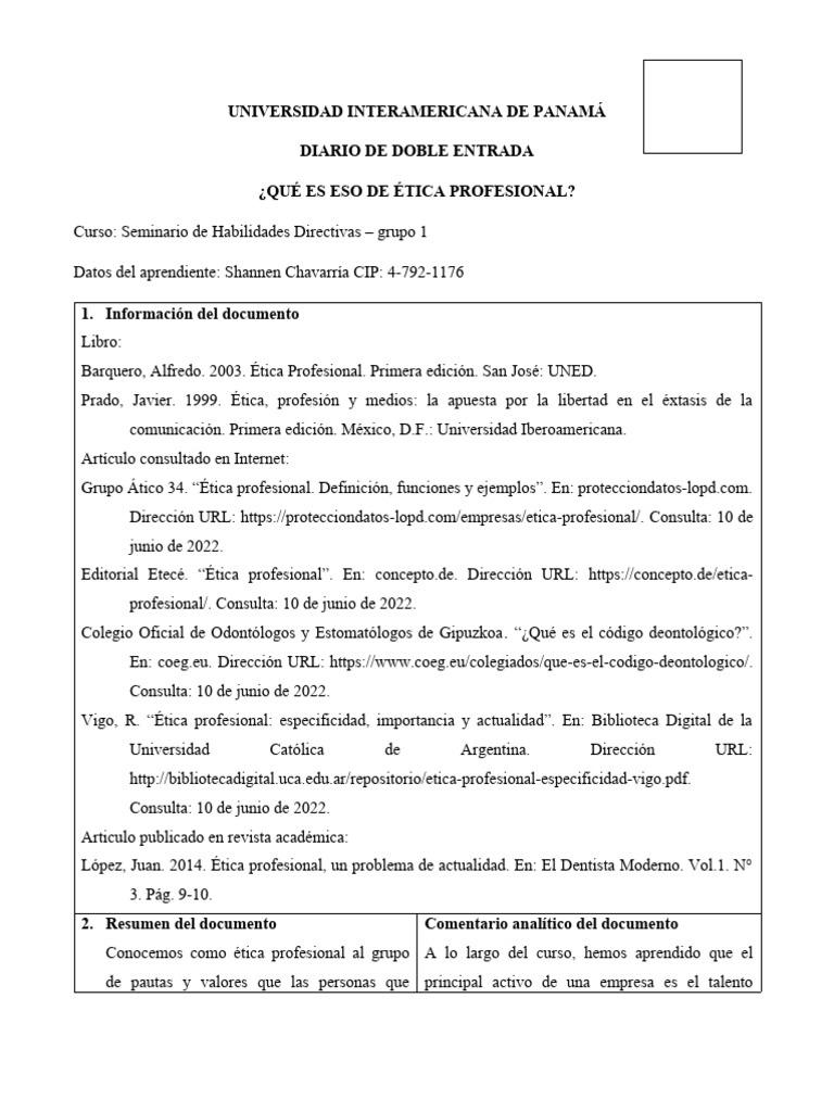 Dde-04 Shannen Josette Chavarría Williams | PDF | Business | Ética ...