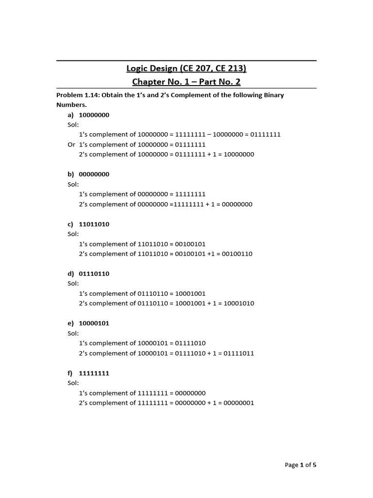 Logic Design (CE 207, CE 213) Chapter No. 1 - Part No. 2 | PDF ...