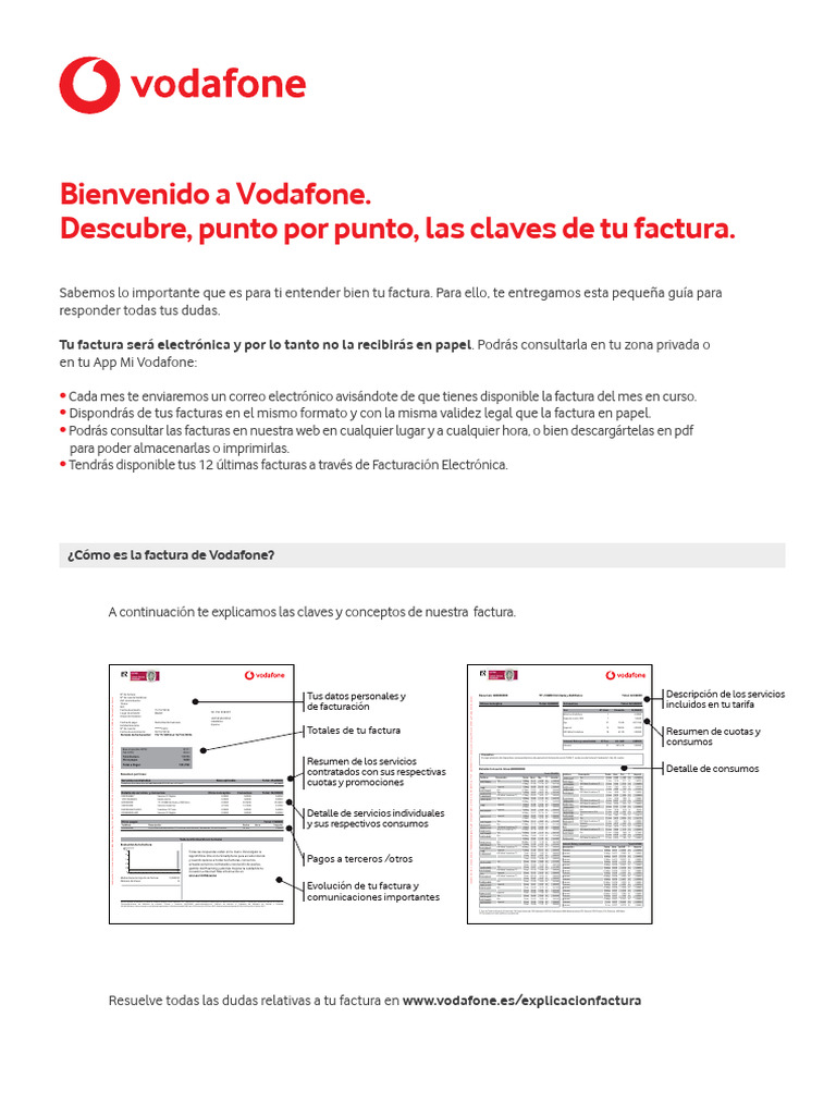 Guía para entender tu factura Vodafone | PDF | Telecomunicaciones móviles | Inalámbrico