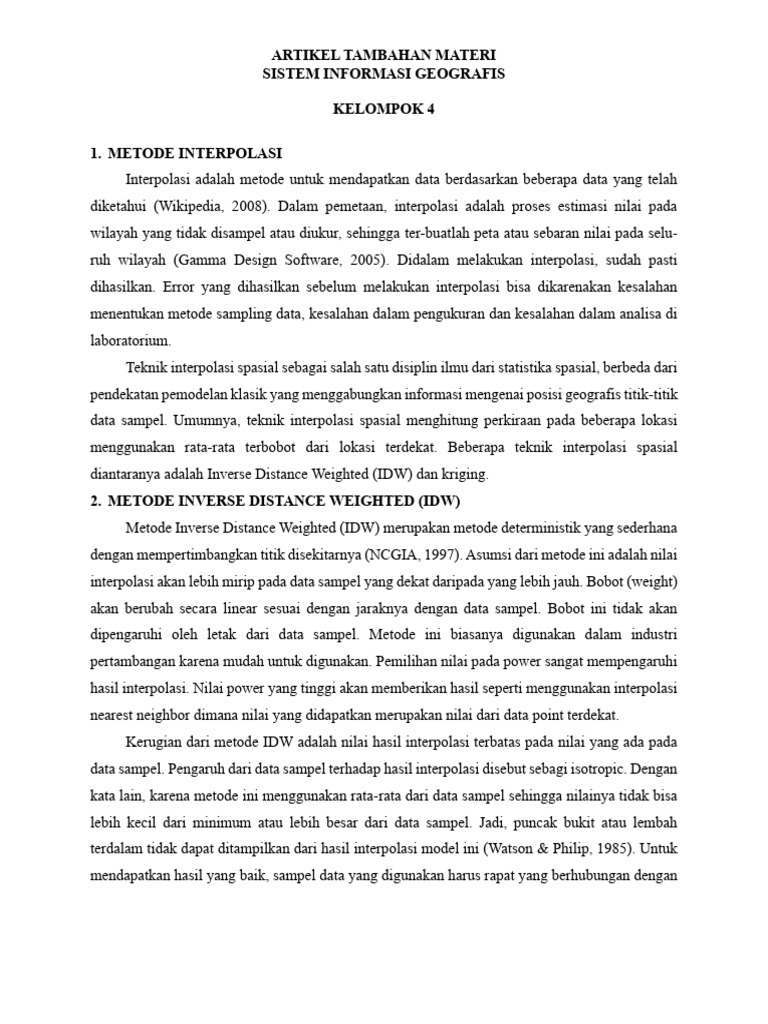 Kelpk 4. Metode Interpolasi Idw, Kringing Dan KNN | PDF