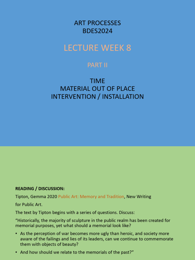 Bdes2024 - Week 8 - Lecture Part 2 - Tasks - RK - 2023 | PDF | Installation Art | Cognition