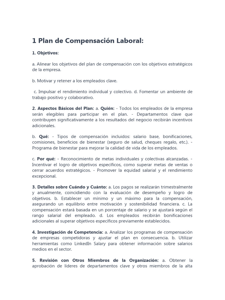 Plan de Compensación Laboral Efectivo | PDF | Gestión de recursos ...