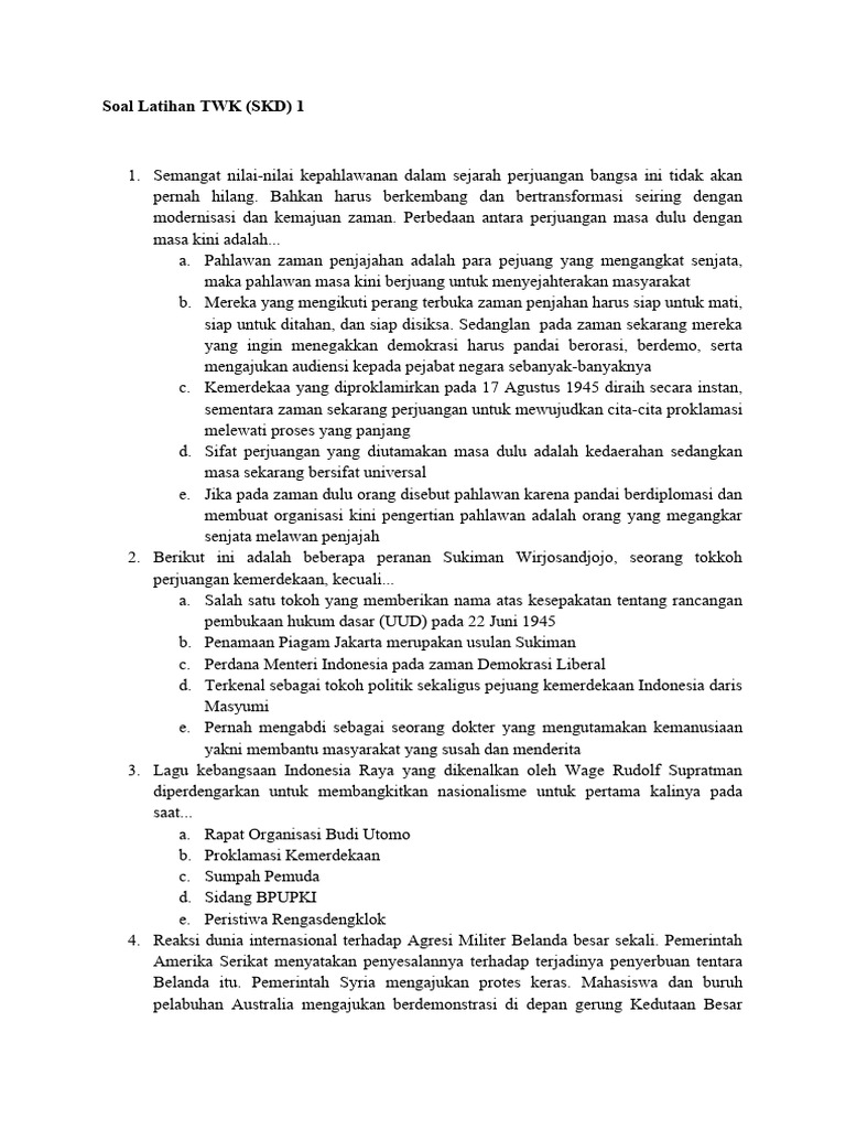 Soal Latihan TWK SKD 1 | PDF