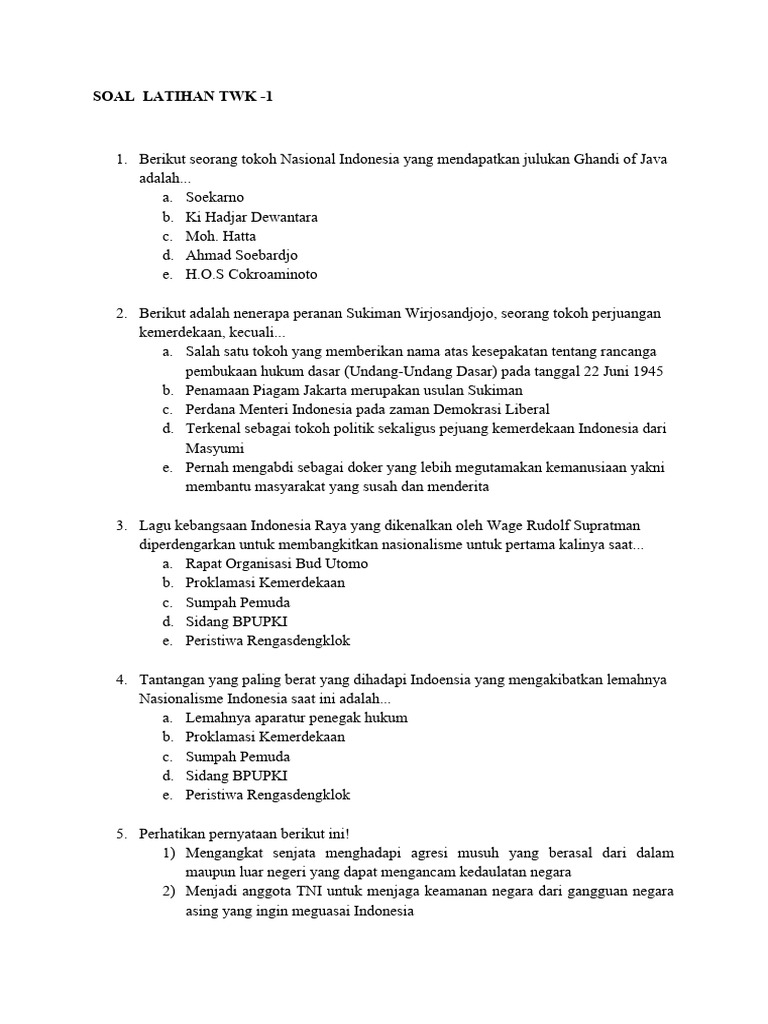 Soal Latihan TWK Nasionalisme | PDF