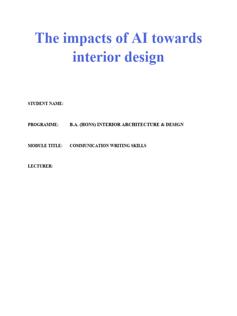 The Impact of AI Towards Interior Design | PDF | Artificial ...