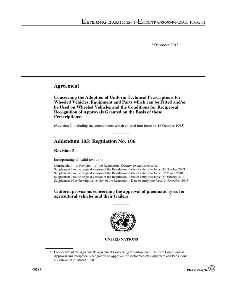 ECE Regulation 106 | PDF | Tire | Wheel