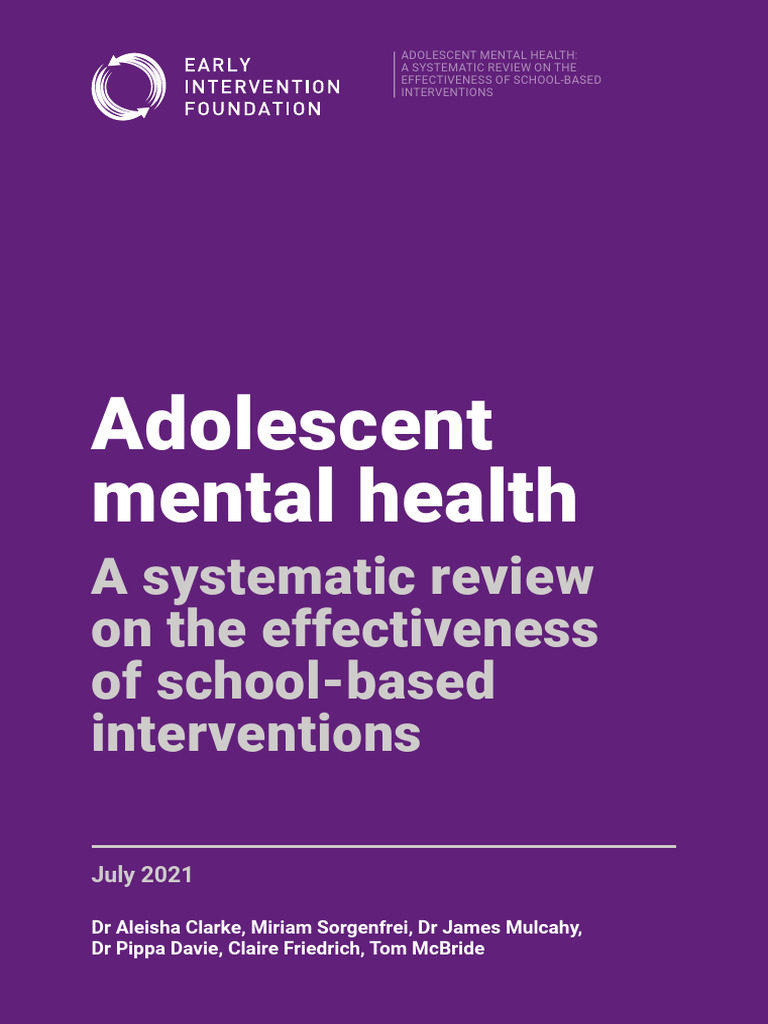 School-Based Interventions for Adolescent Mental Health | PDF ...