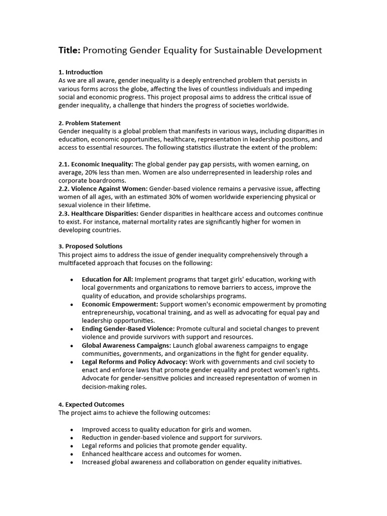 Project Proposal | PDF | Gender Inequality | Gender Studies
