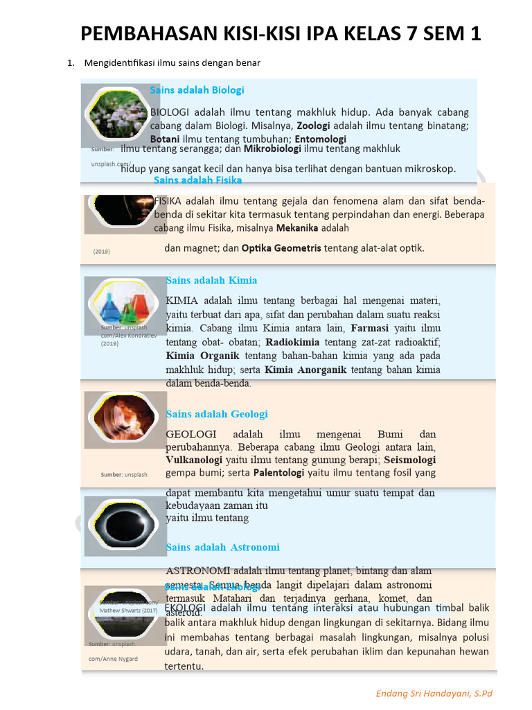 Pembahasan Kisi-Kisi Ipa Kelas 7 Sem 1 | PDF