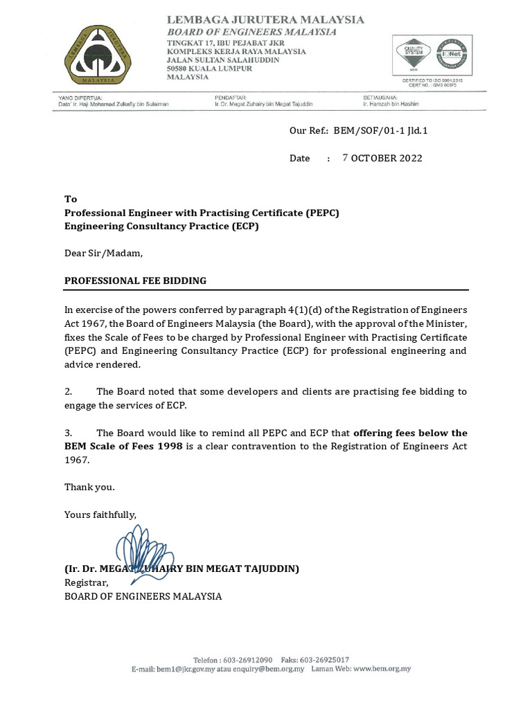 BEM Scale of Fees for PEPC Services | PDF