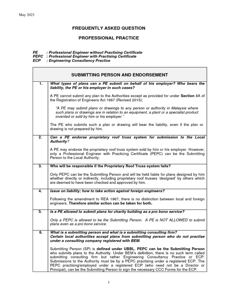 BEM FAQs on PE and PEPC Responsibilities | PDF | Adjudication ...