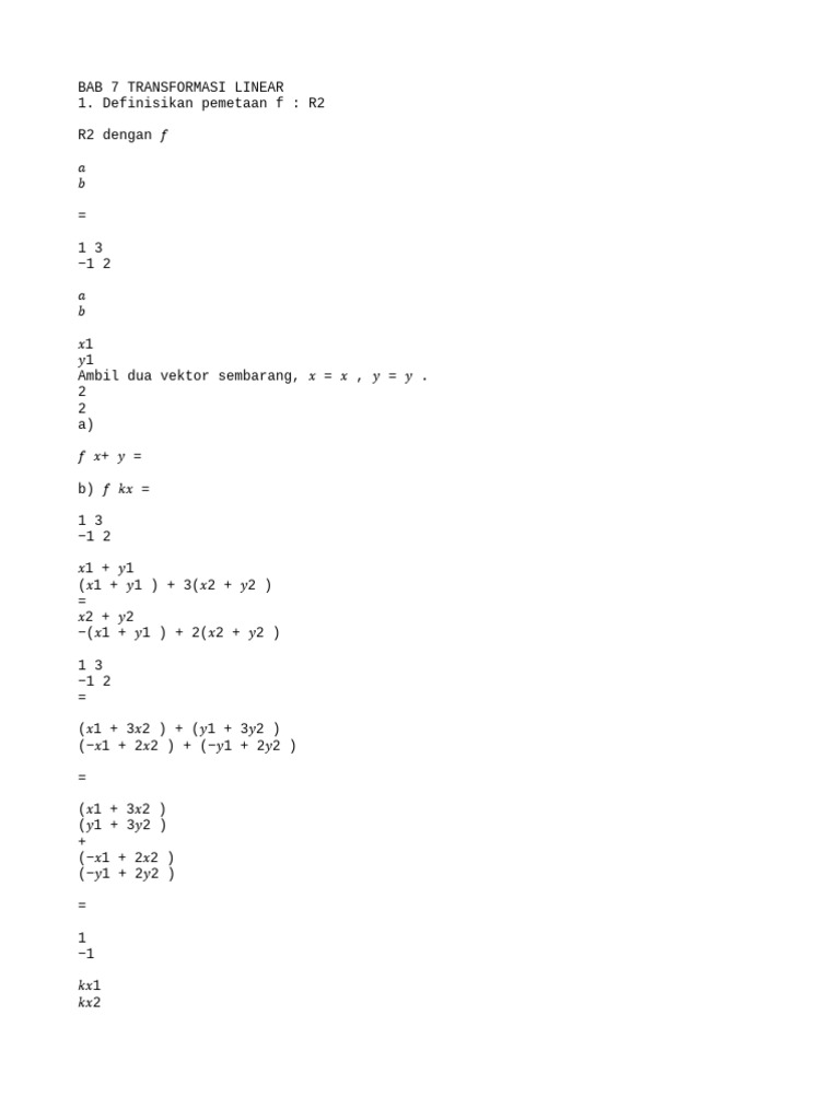 Bab 7 Soal Transformasi Linear | PDF