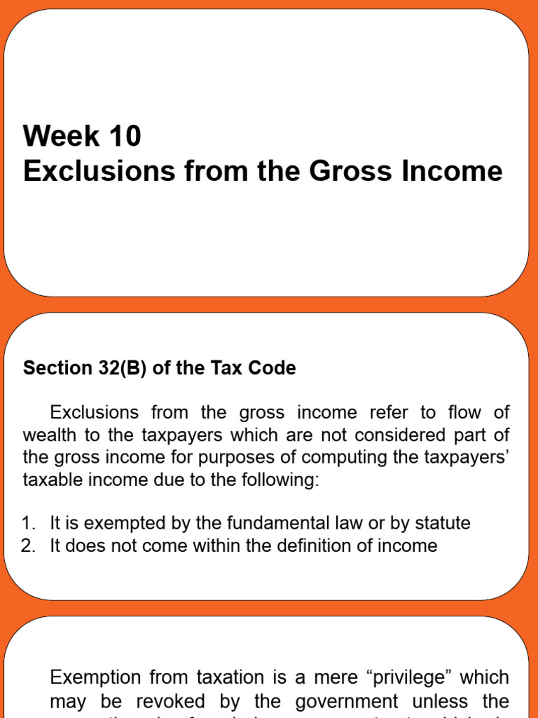 Week 10 Part 3 Exclusions From The Gross Income | PDF | Gross Income ...