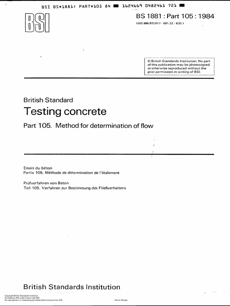 BS 1881-105-1984 Testing Concrete - Part 105 Flow | PDF | Concrete ...