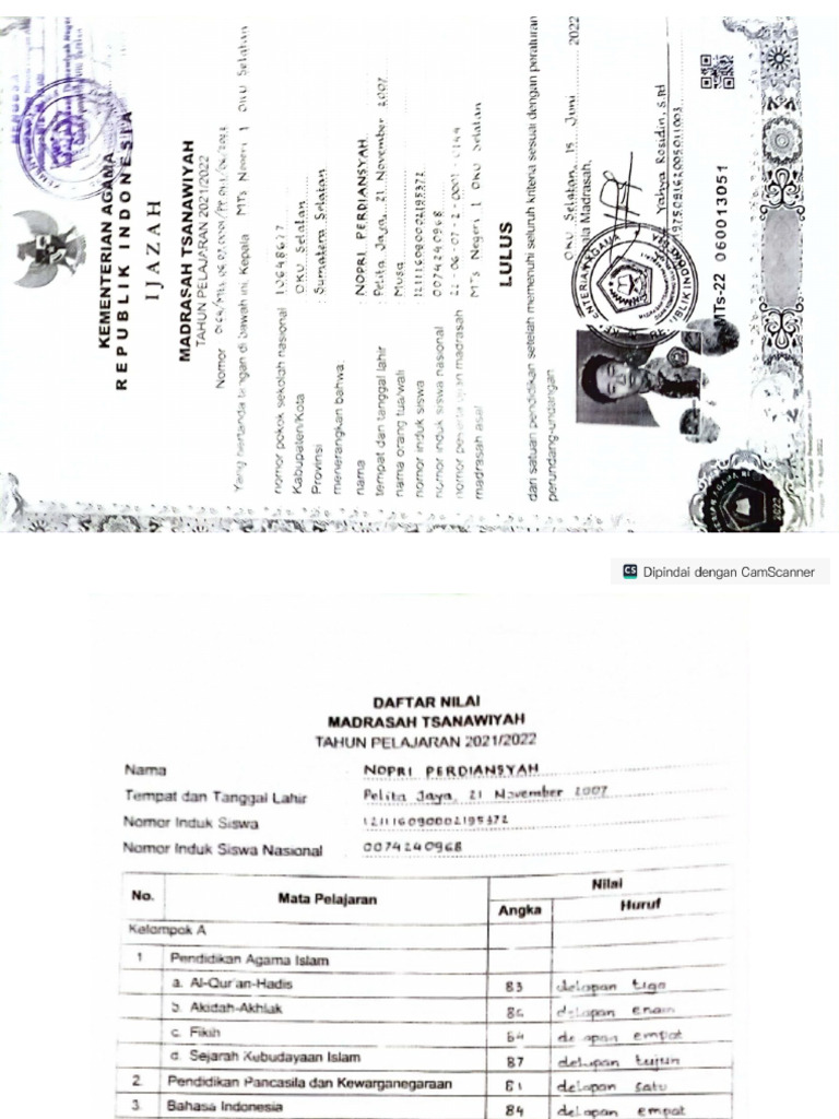 Ijazah Mts 2021-2022 | PDF