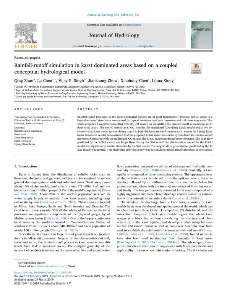 Rainfall-Runoff Simulation in Karst Dominated Areas Based On A Coupled | PDF | Drainage Basin ...