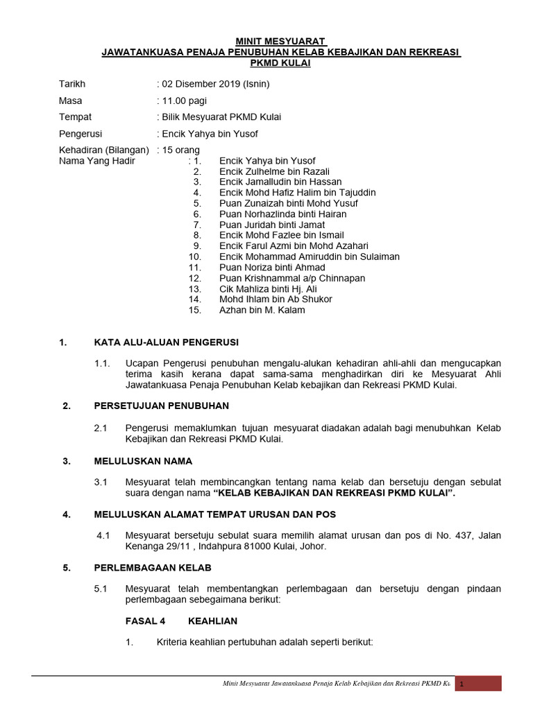 CTH Minit Mesyuarat Penaja Ii | PDF