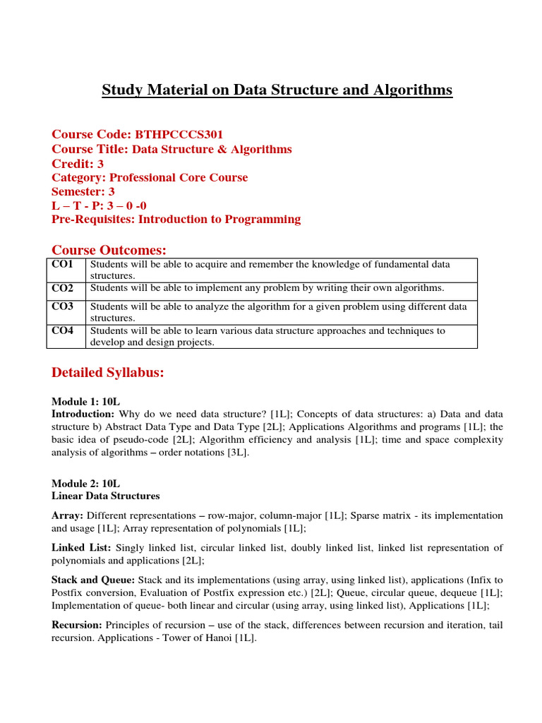 Study Material On Data Structure and Algorithms | PDF | Queue (Abstract ...