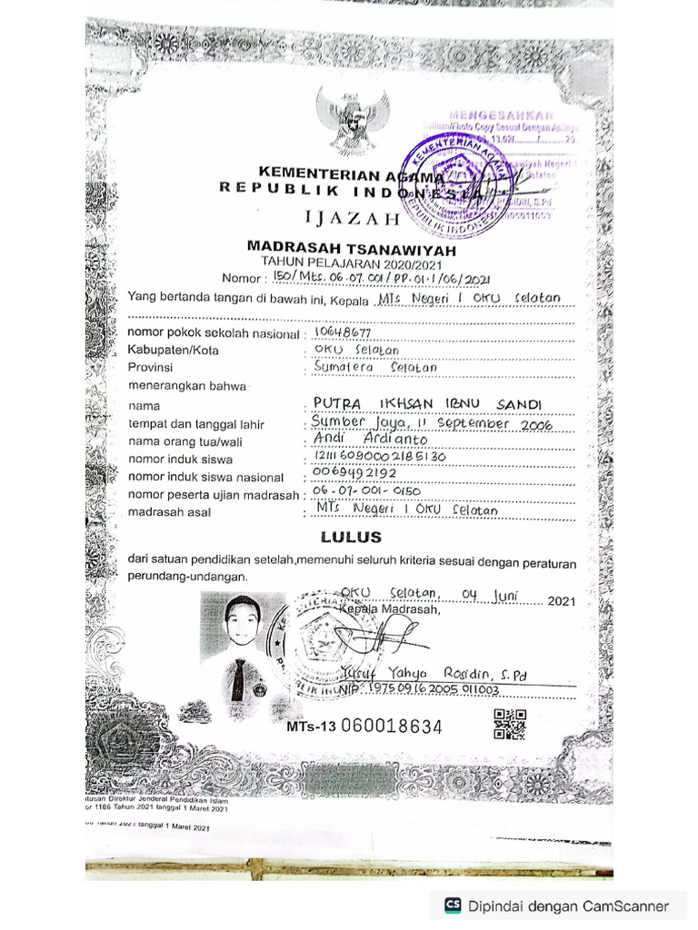 Ijazah Mts 2020-2021 | PDF