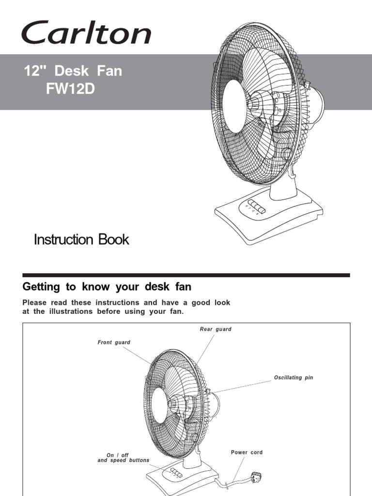 Carlton 12' Desk Fan Fw12d Manual | PDF | Ac Power Plugs And Sockets ...