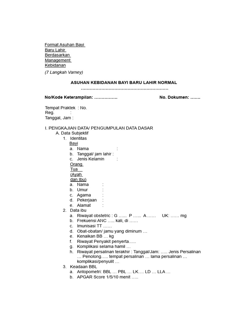 Format Askeb BBL | PDF