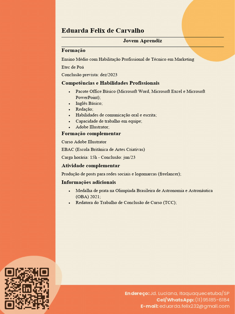 Currículo Eduarda Felix | PDF