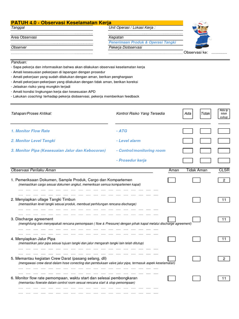 PATUH 4.0 - Observasi Keselamatan Kerja: Penerimaan Produk & Operasi ...