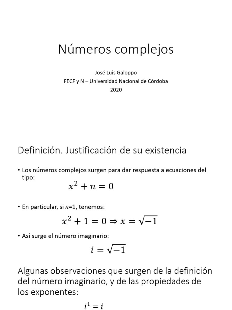 Números complejos | PDF | Número complejo | Ecuaciones
