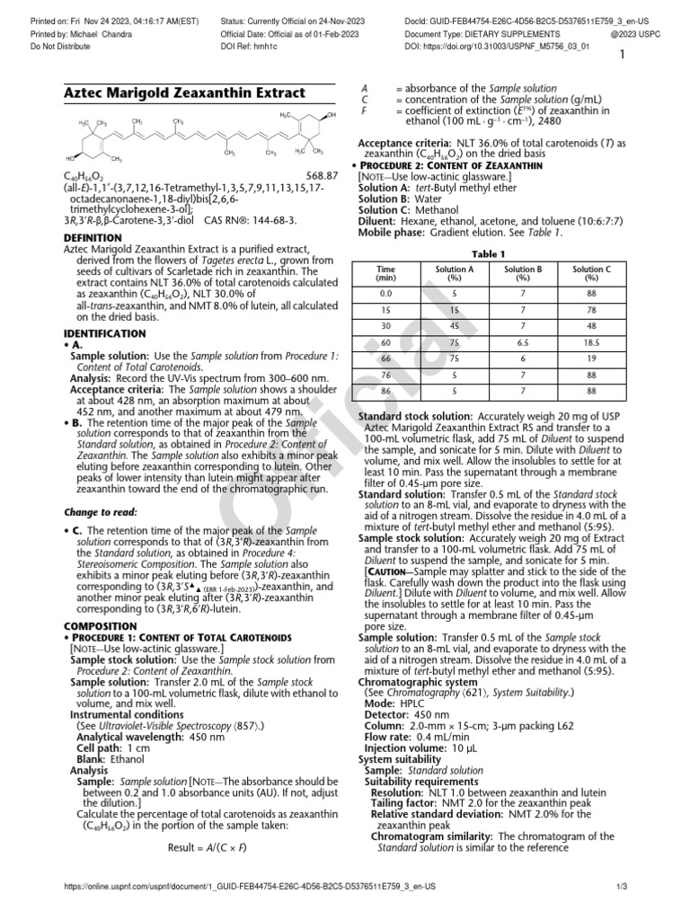 USP Astec Marigold | PDF | Chromatography | High Performance Liquid ...