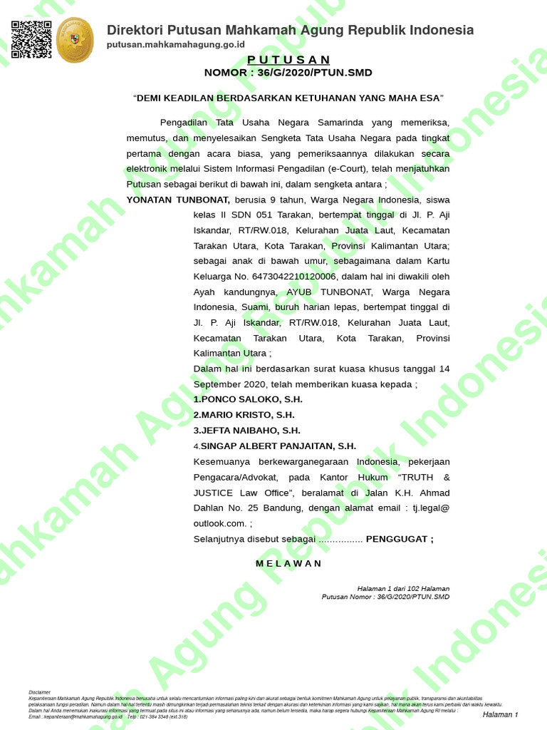 Putusan 36 G 2020 Ptun - SMD 20231109155012 | PDF