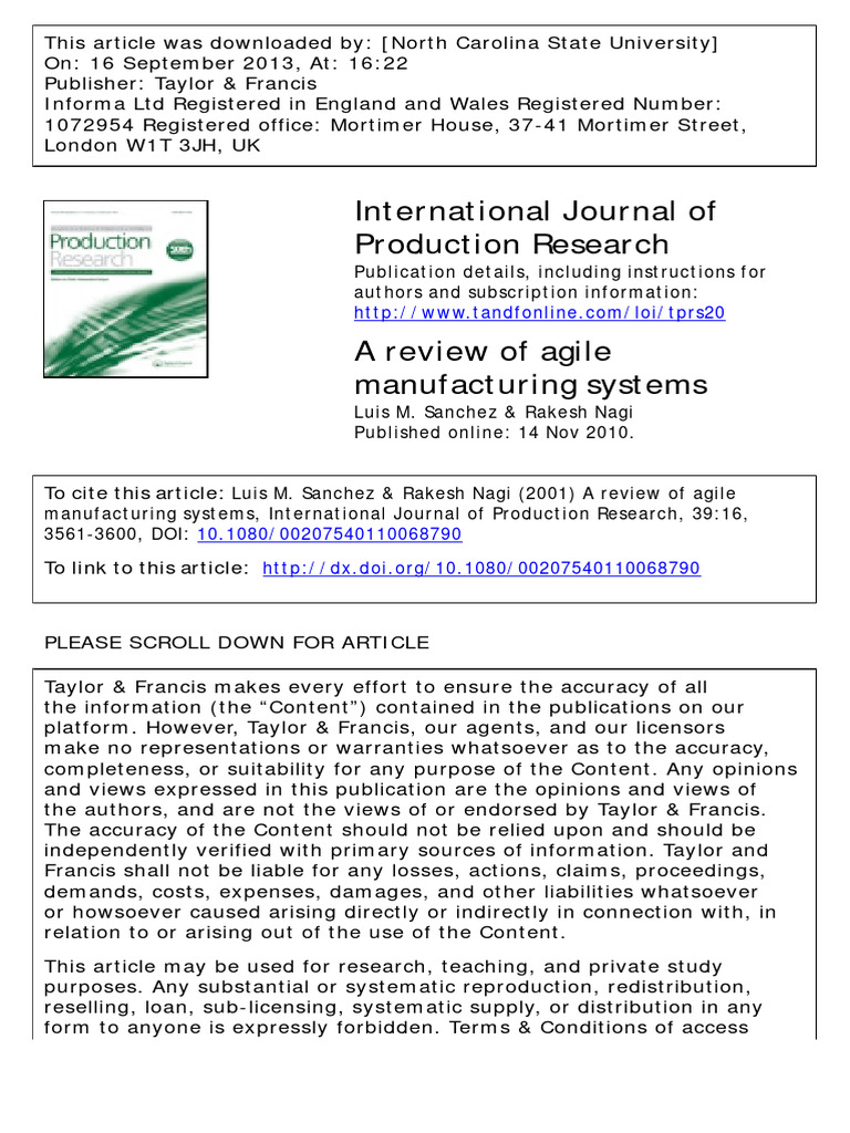 A Review of Agile Manufacturing Systems | PDF | Design | Computer ...
