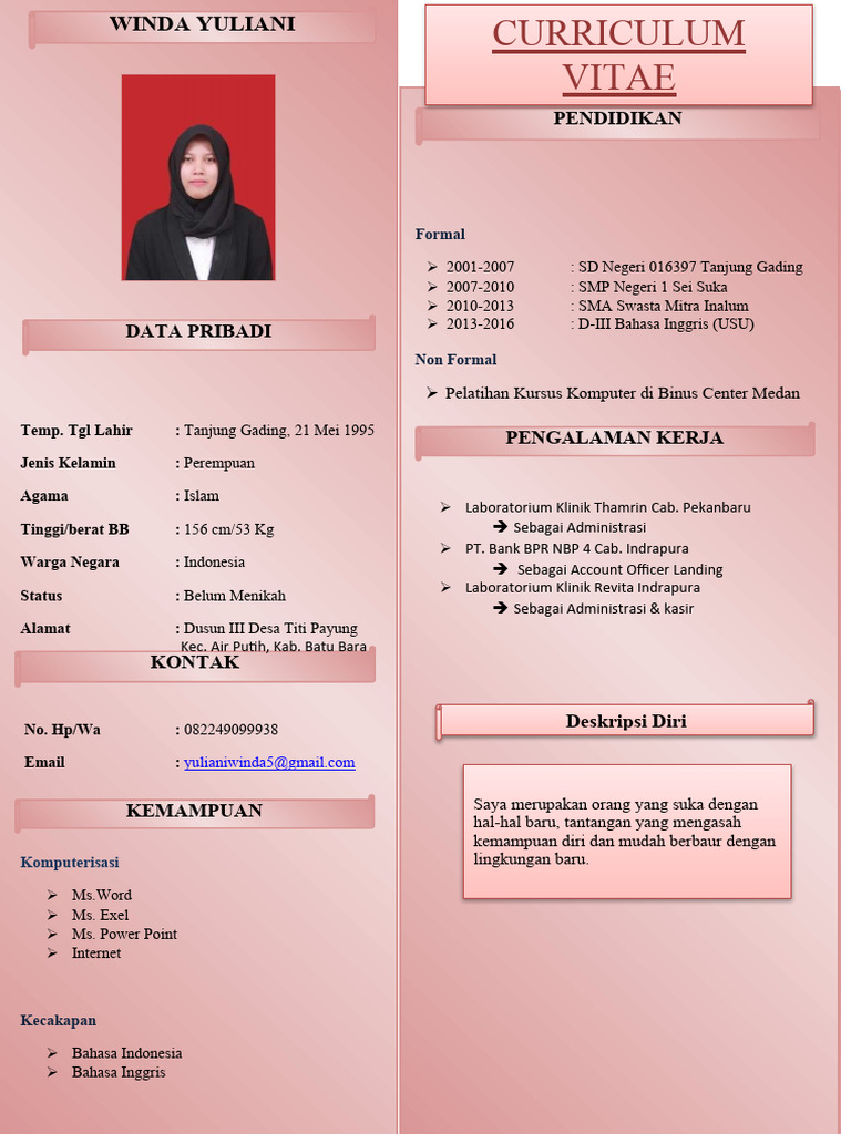 Curriculum Vitae - Winda Yuliani | PDF