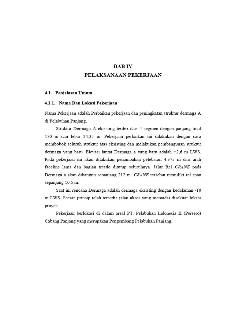 Perbaikan Dermaga A di Pelabuhan Panjang | PDF